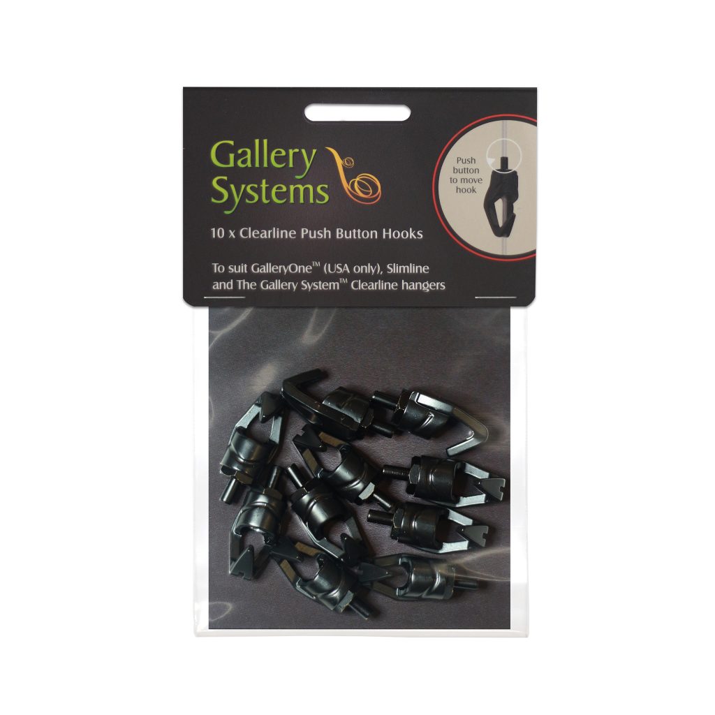 Clearline Push Button Hooks (black) - Gallery Systems